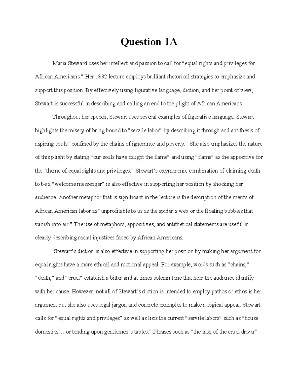 ENG 101 - Lecture Notes on Maria W. Stewart's Rhetorical Strategies ...