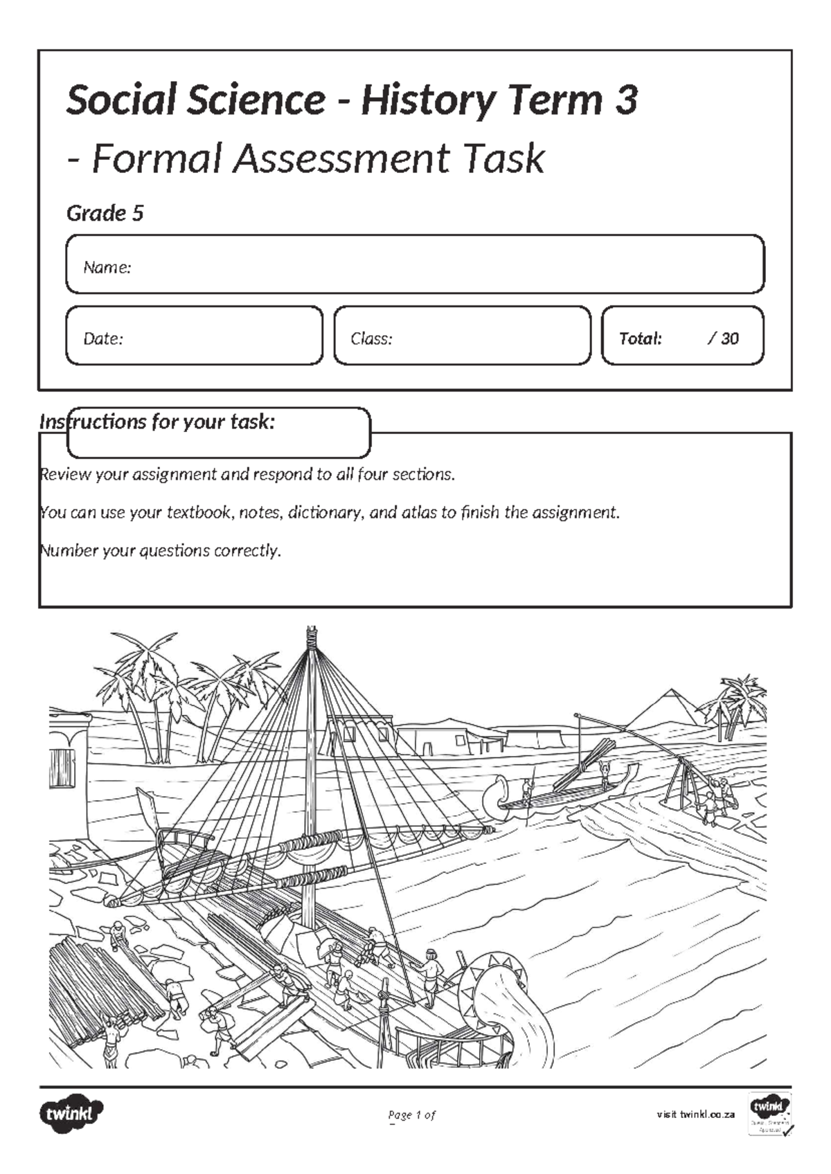 Grade 5 Social Science History Term 3 Formal Assessment Task - Studocu
