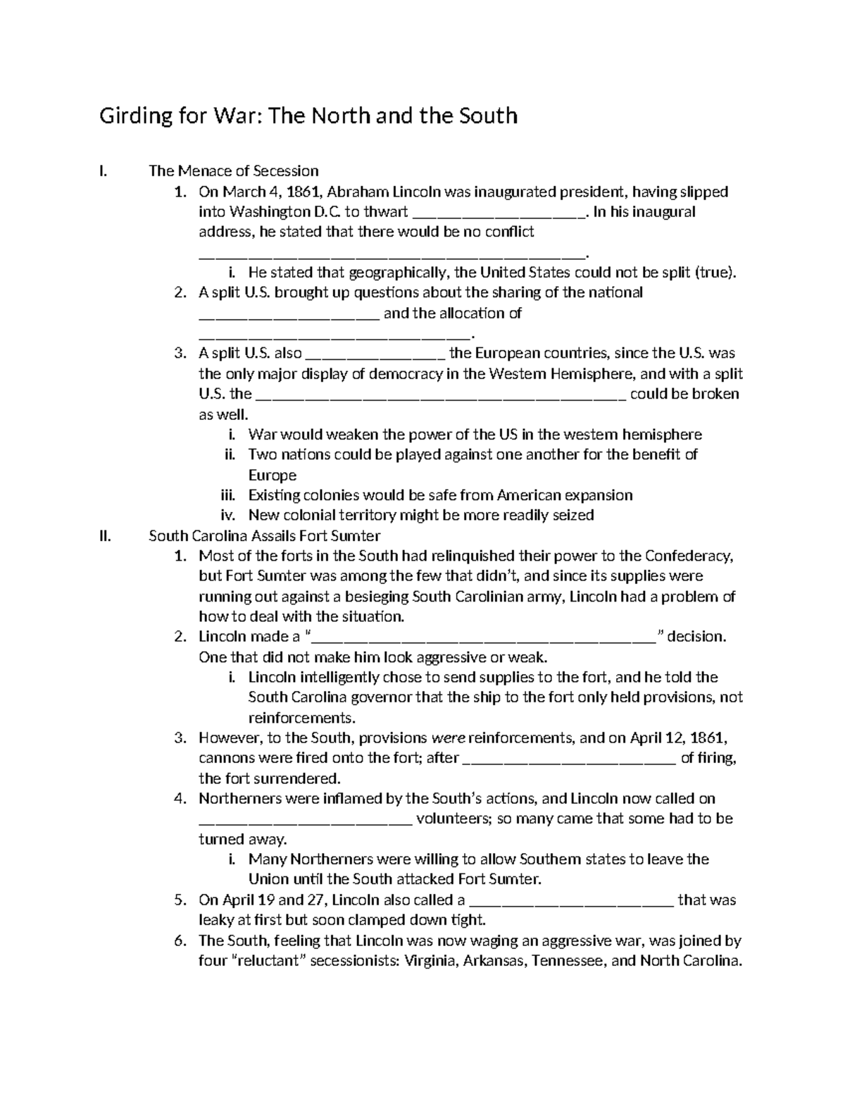 Unit 10 Guided Notes: Civil War Events and Key Figures - Studocu