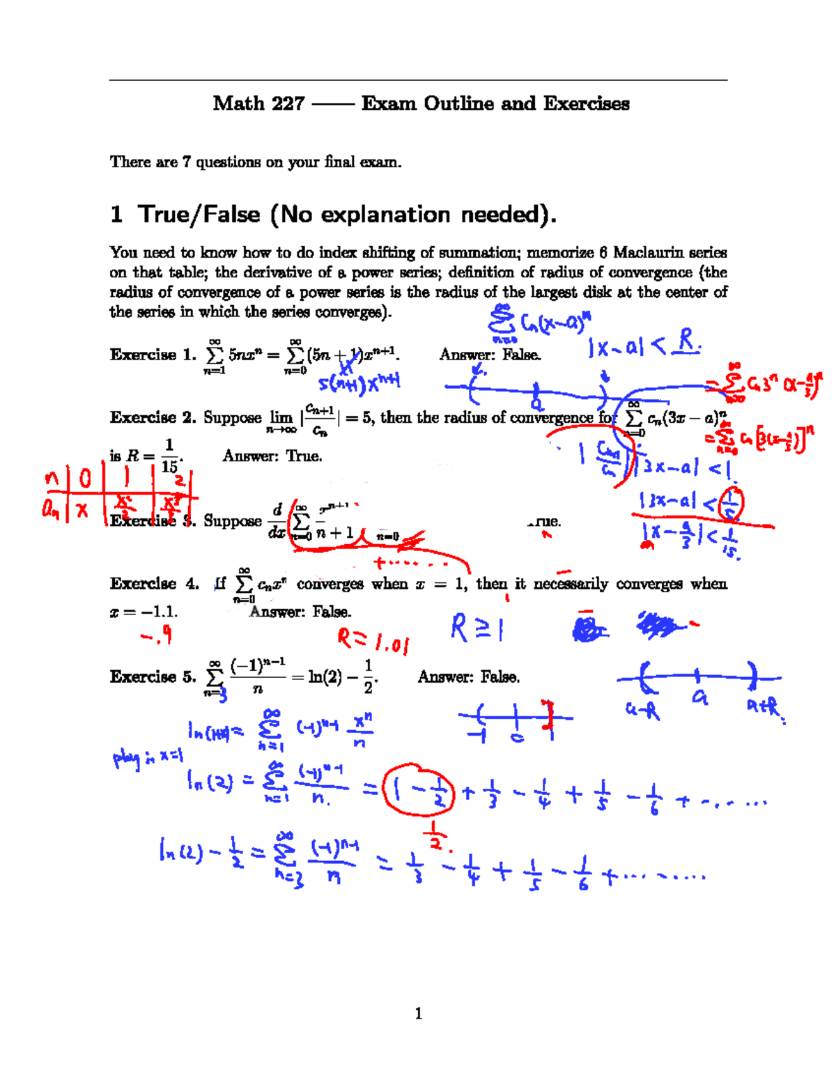 Math 227 Final Exam Review: Convergence & Maclaurin Series Exercises - Studocu