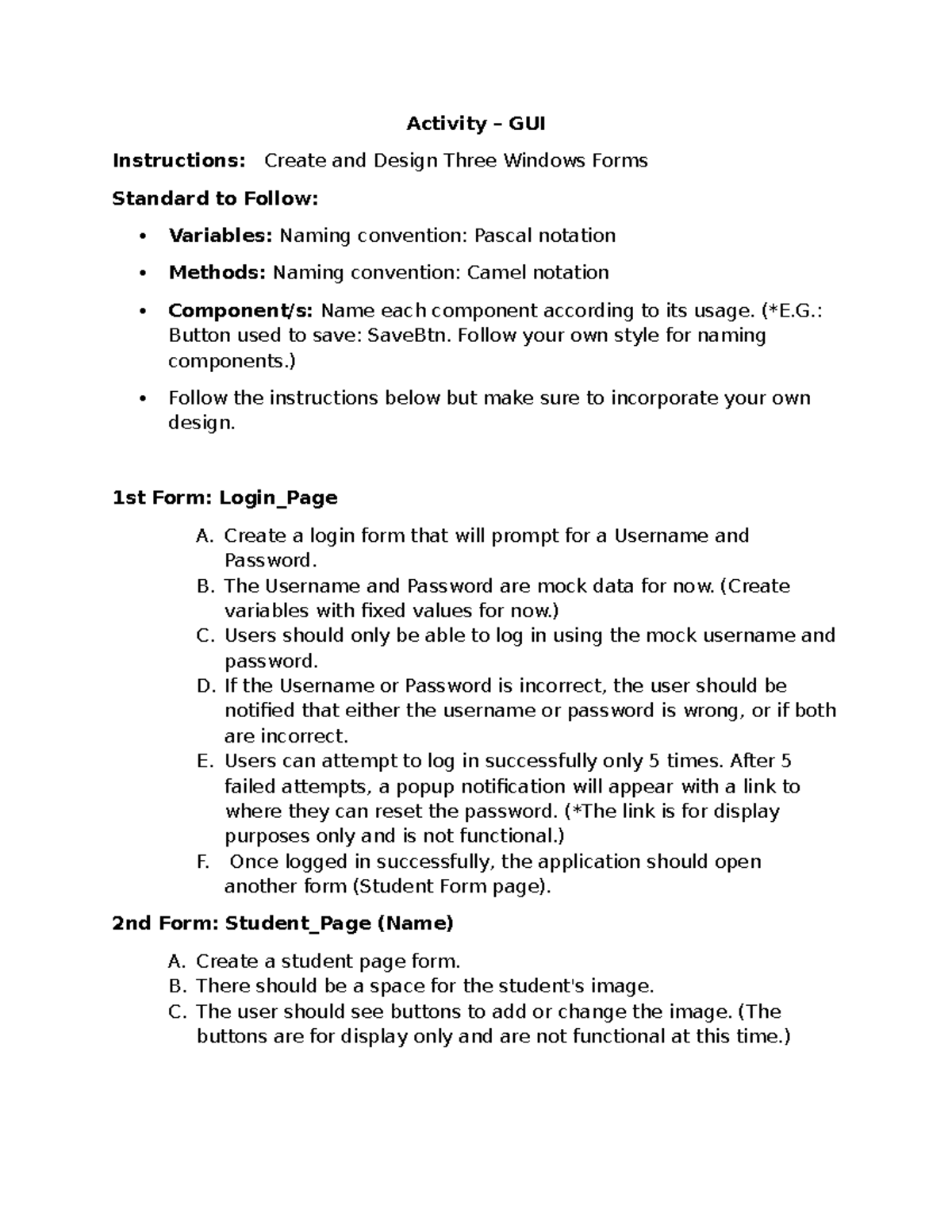 Activity-GUI-DA: Designing Three Windows Forms for User Management ...