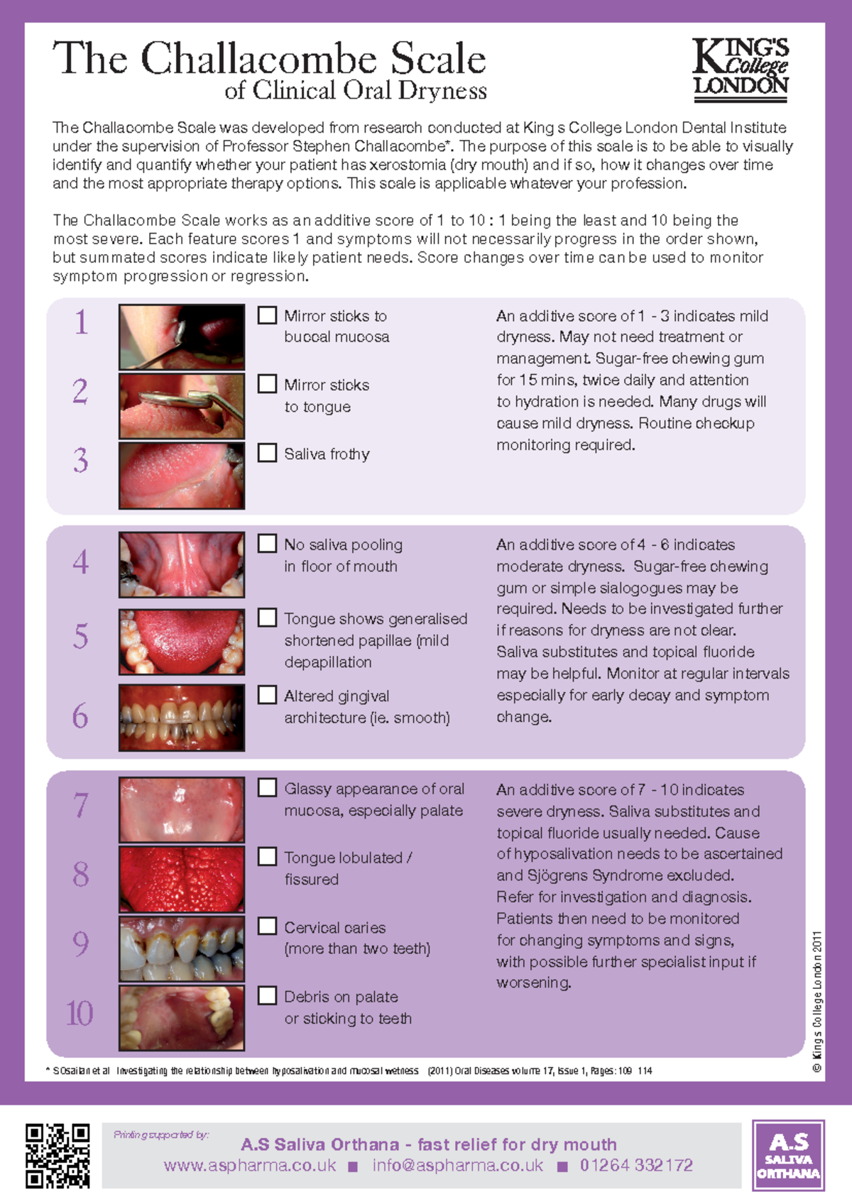 Challacombe Scale: Understanding and Assessing Xerostomia Levels - Studocu