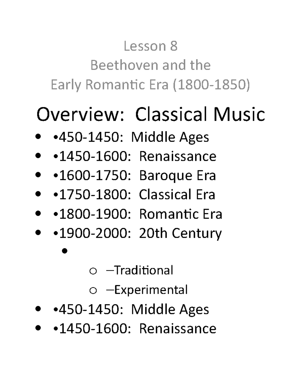 Music Lesson 8: Beethoven & Early Romantic Era (1800-1850) - Studocu