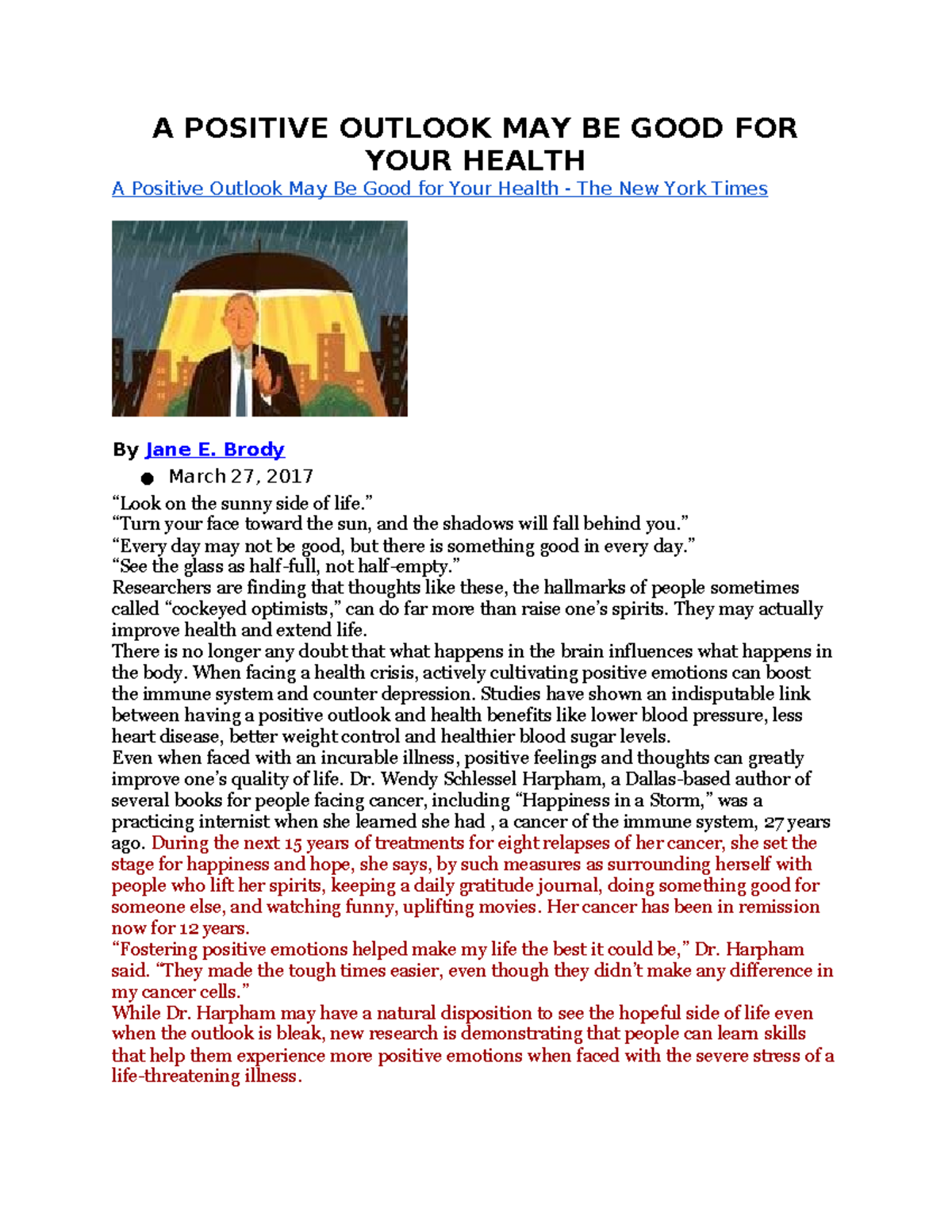 Positive Emotions and Health: Insights from Research on Well-Being ...