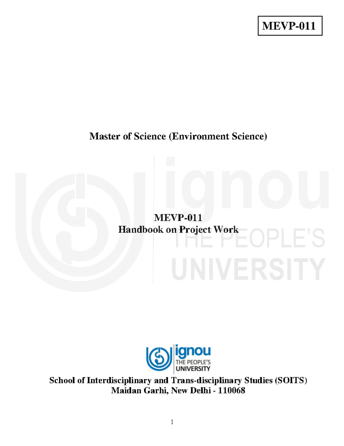 MSc(Env)MEVP-011 - Comprehensive Project Work Handbook Guide - Studocu