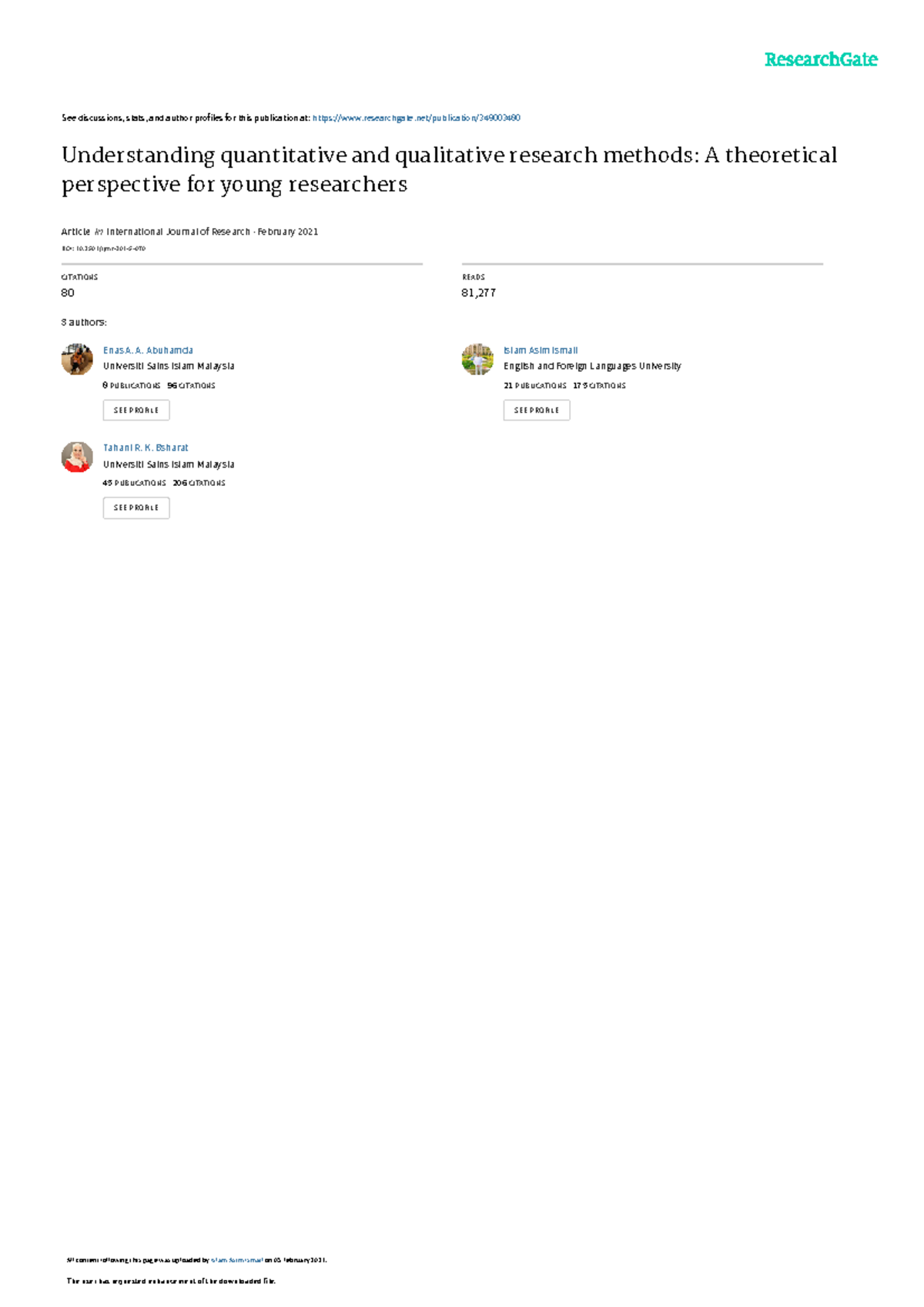 Understanding Quantitative & Qualitative Research Methods: A Guide for Young - Studocu