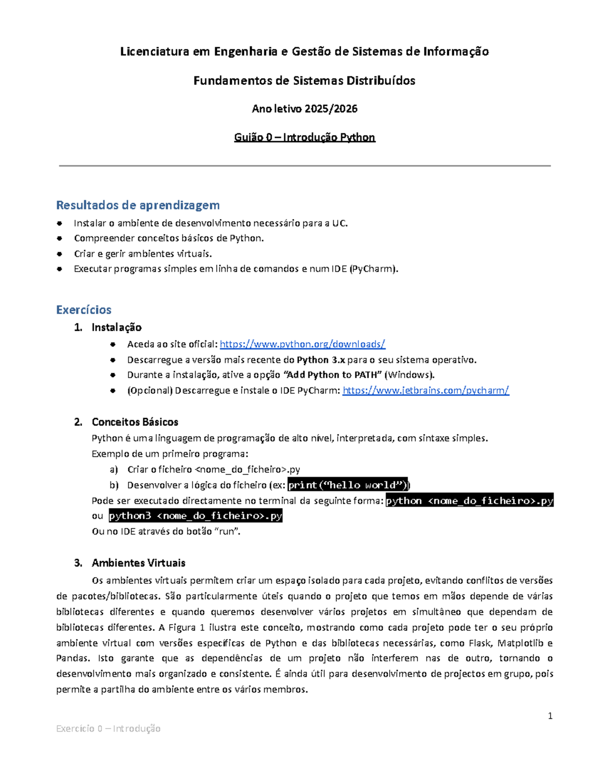 FSD 2023: Guia de Introdução ao Python e Ambientes Virtuais - Studocu