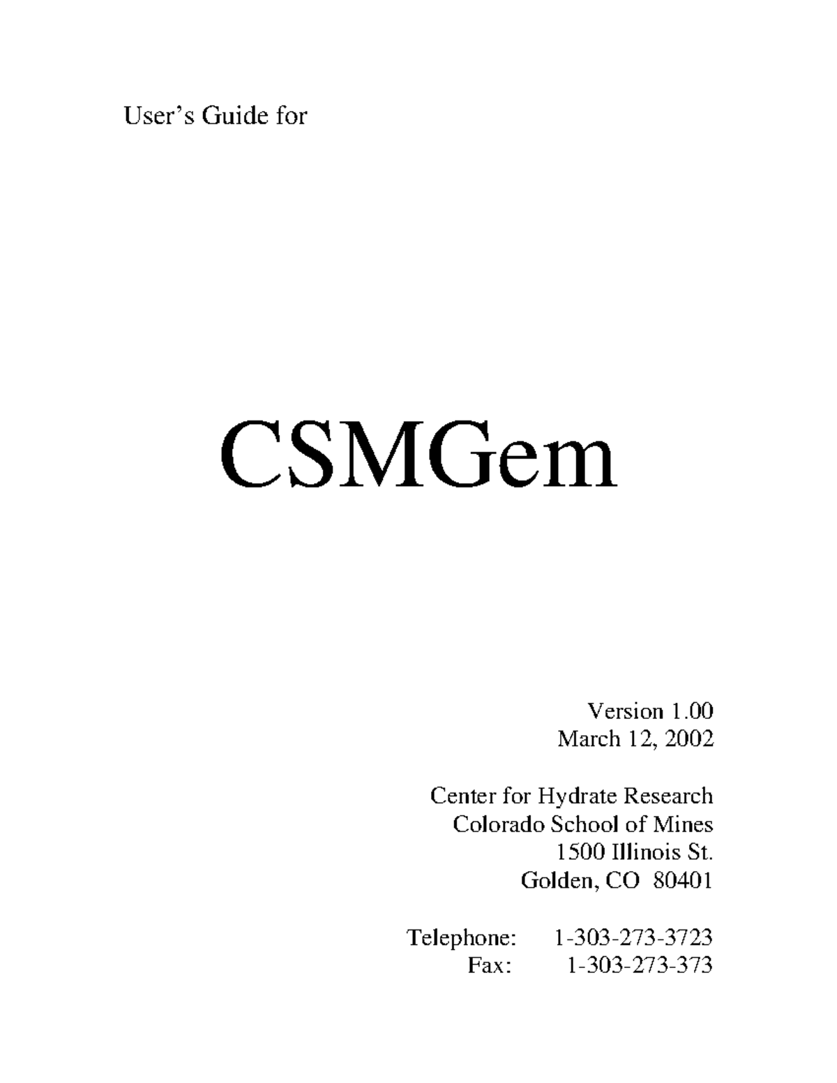CSM 101 User's Guide for CSMGem: Comprehensive Overview and ...