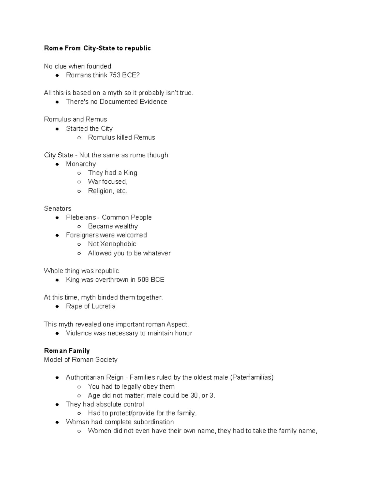 Western Civ Notes - Zac Smith - Rome From City-State to republic No ...