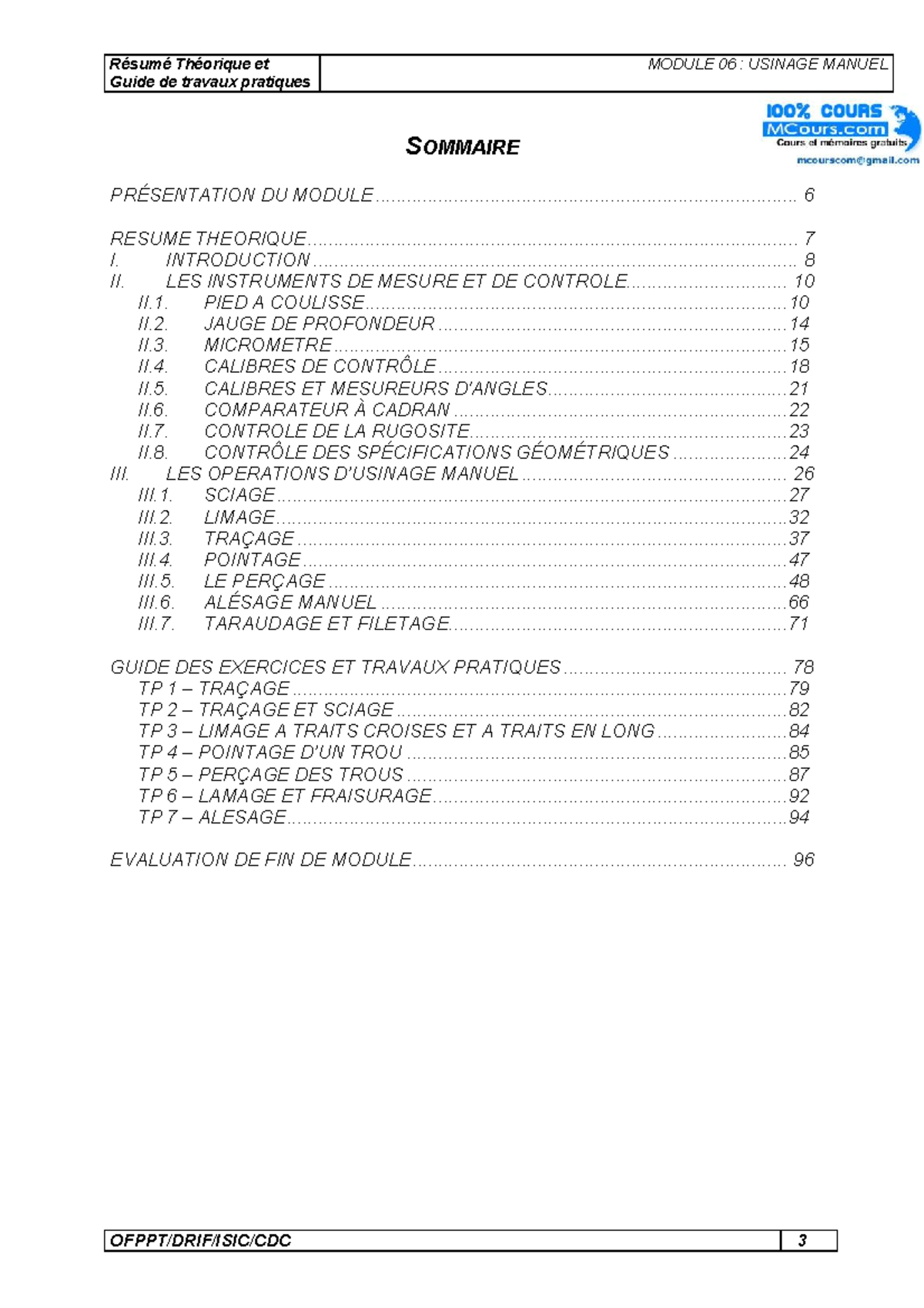 Cours Electromécanique - Guide de Travaux Pratiques en Usinage Manuel ...