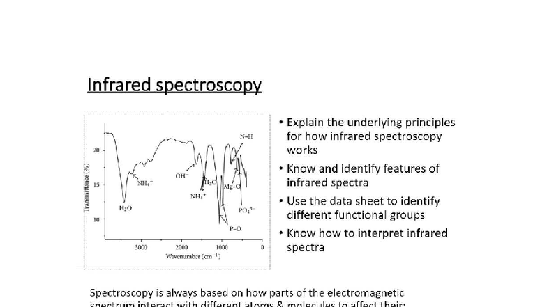 Infrared Spectroscopy and NMR Analysis - Study Notes (CHEM 20) - Studocu