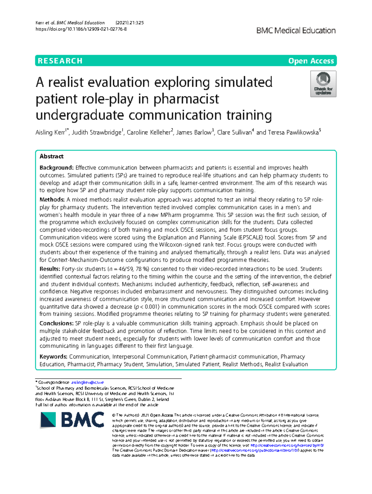 Exploring Simulated Patient Training in Pharmacy Communication Skills ...