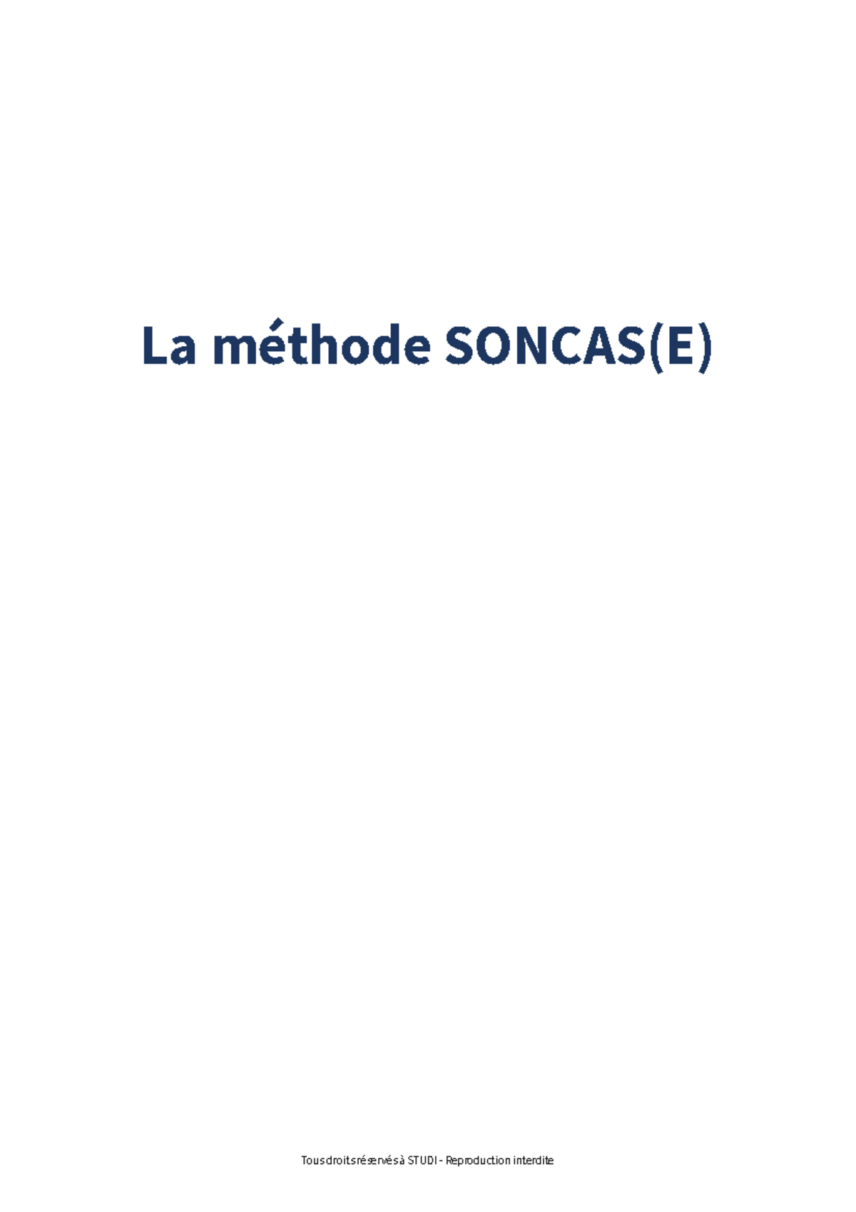 Methode SONCAS(E) : Guide Pratique et Exercices d'Approfondissement - Studocu