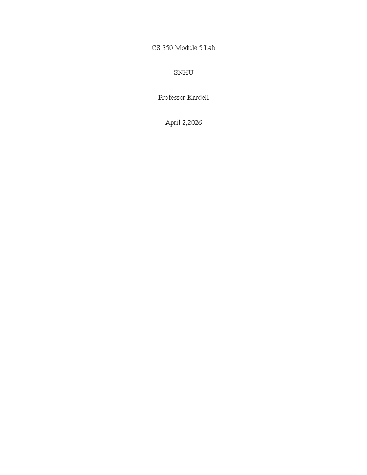 CS 350 Module 5 Lab - Answers to Lab Questions - Studocu