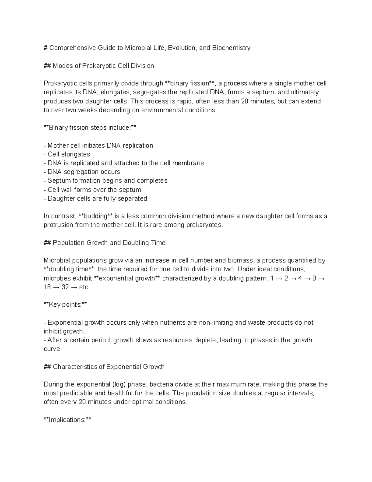 Microbial Life and Biochemistry: A Comprehensive Study Guide (BIO 101 ...