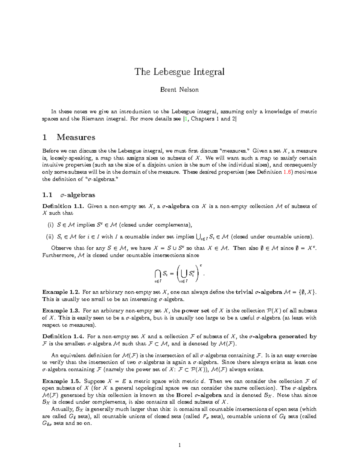 Lebesgue integral - Mathematics for Economists III (EES 300 ...