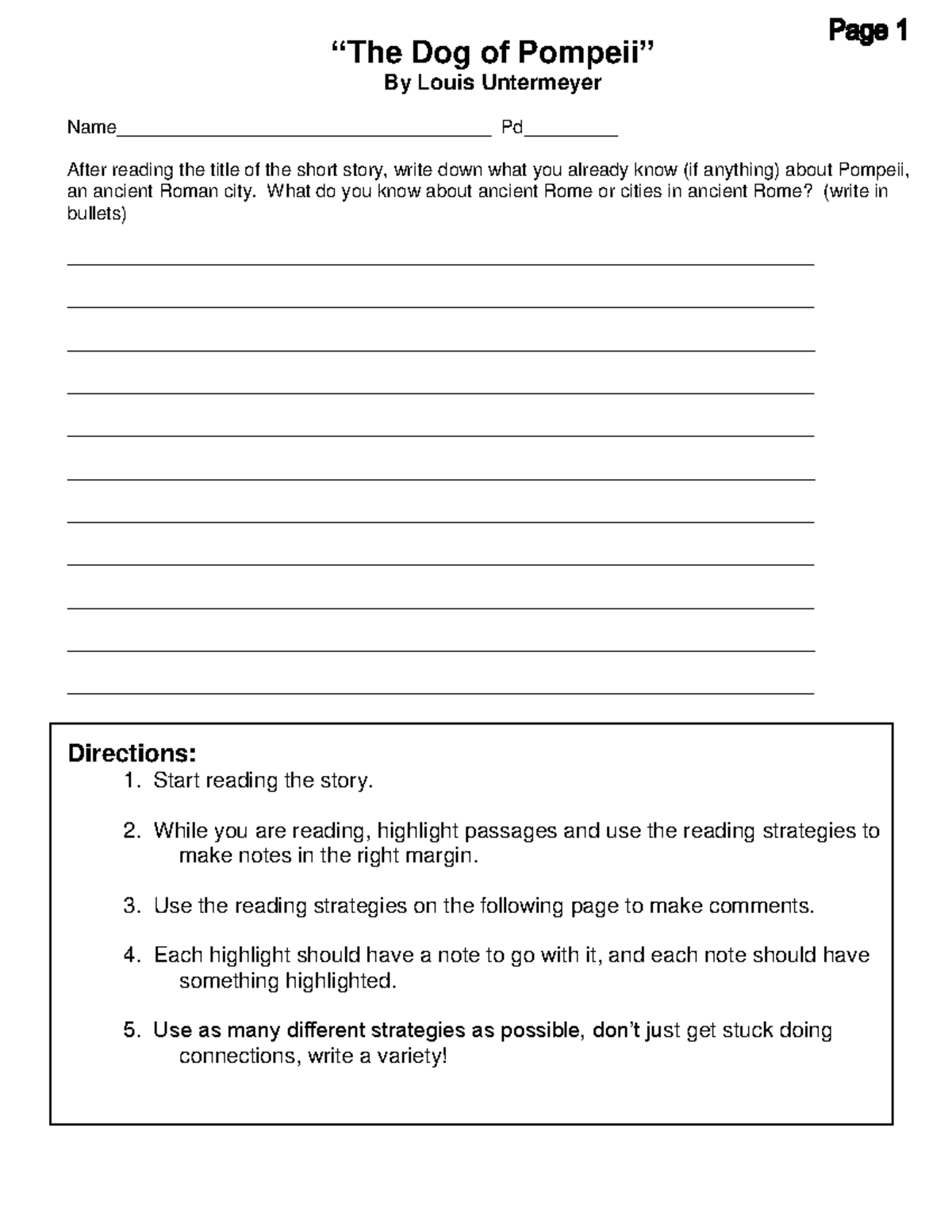 The Dog of Pompeii: Reading Strategies and Thematic Analysis - Studocu