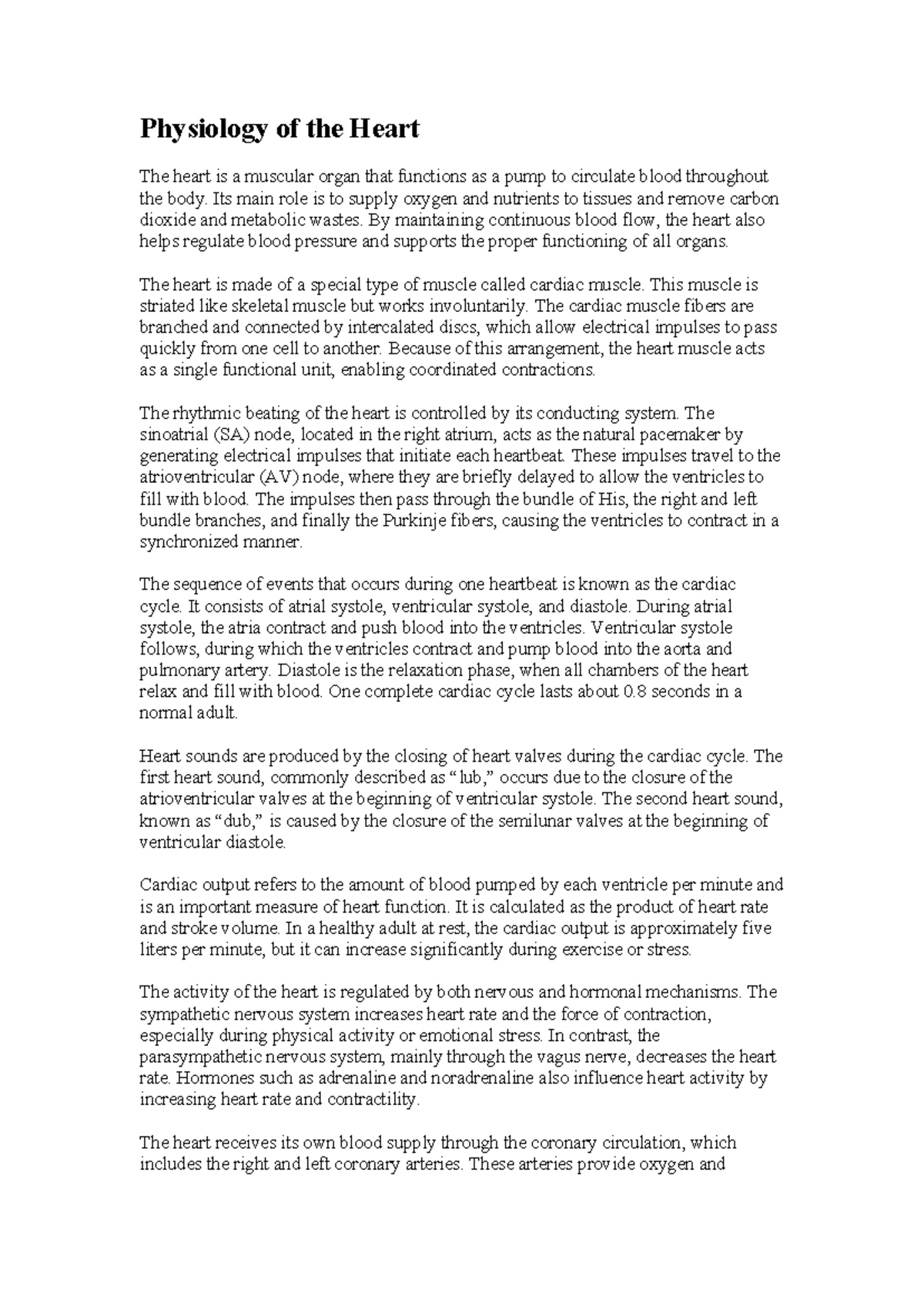 Physiology of the Heart: Understanding Cardiac Function and Cycle - Studocu