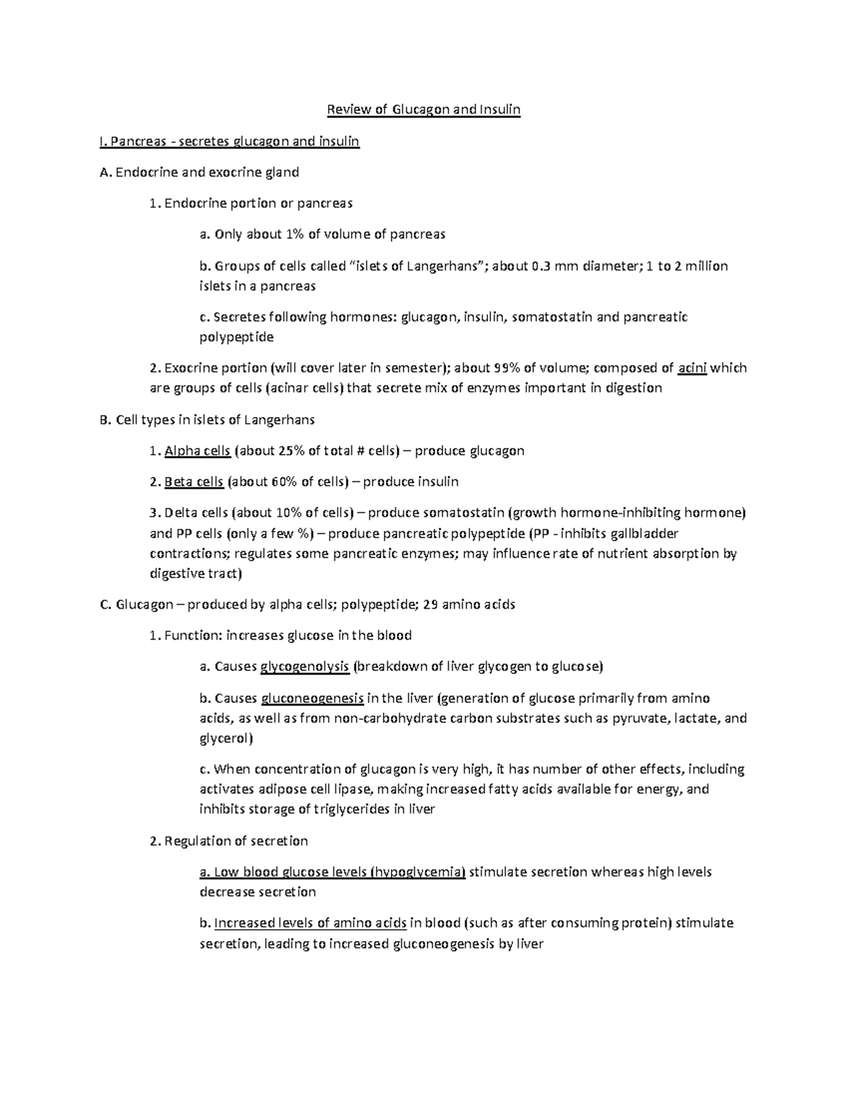 Diabetes Mellitus: Lecture Notes for Human Morphology & Function Honors ...