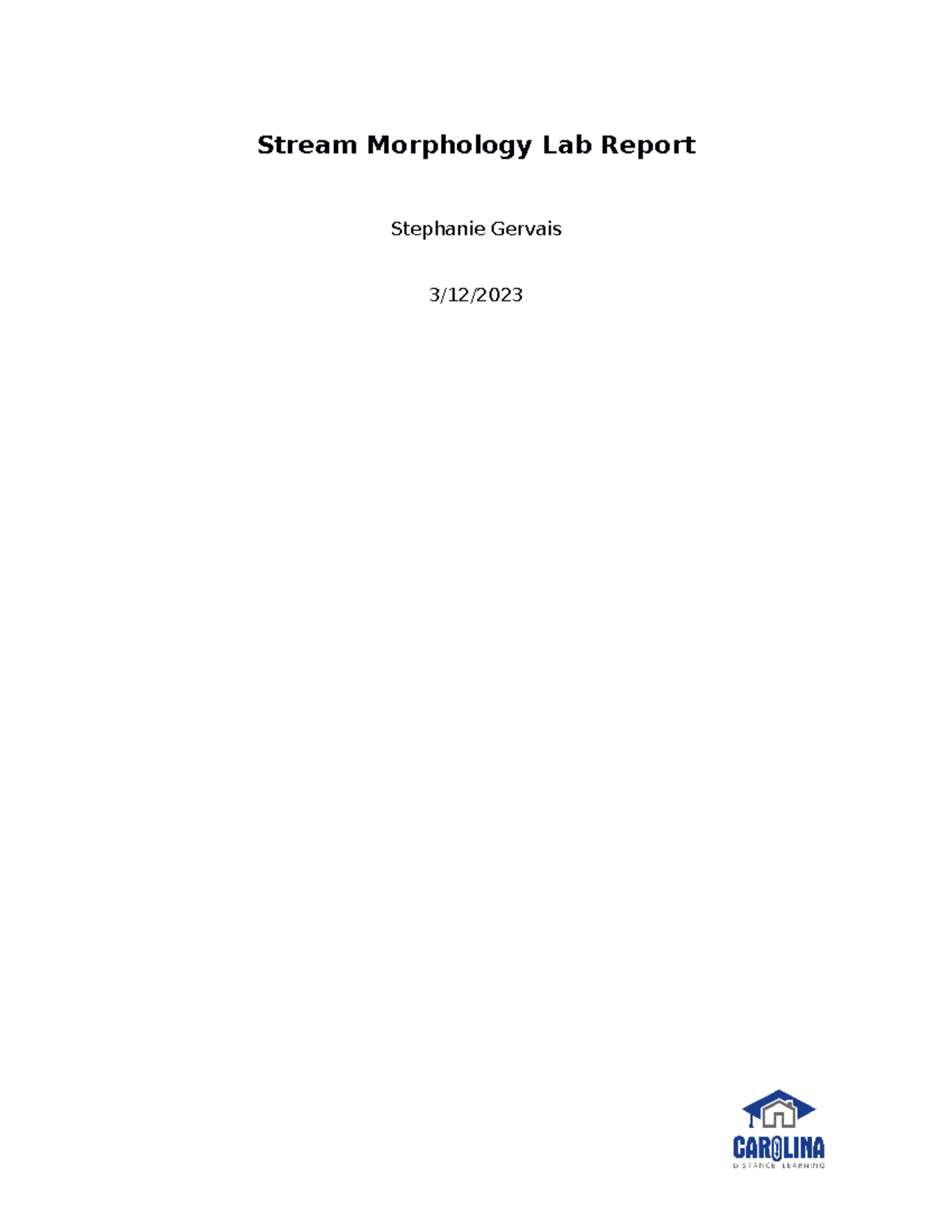 ENV 220 Final Lab Report on Stream Morphology Analysis - Studocu