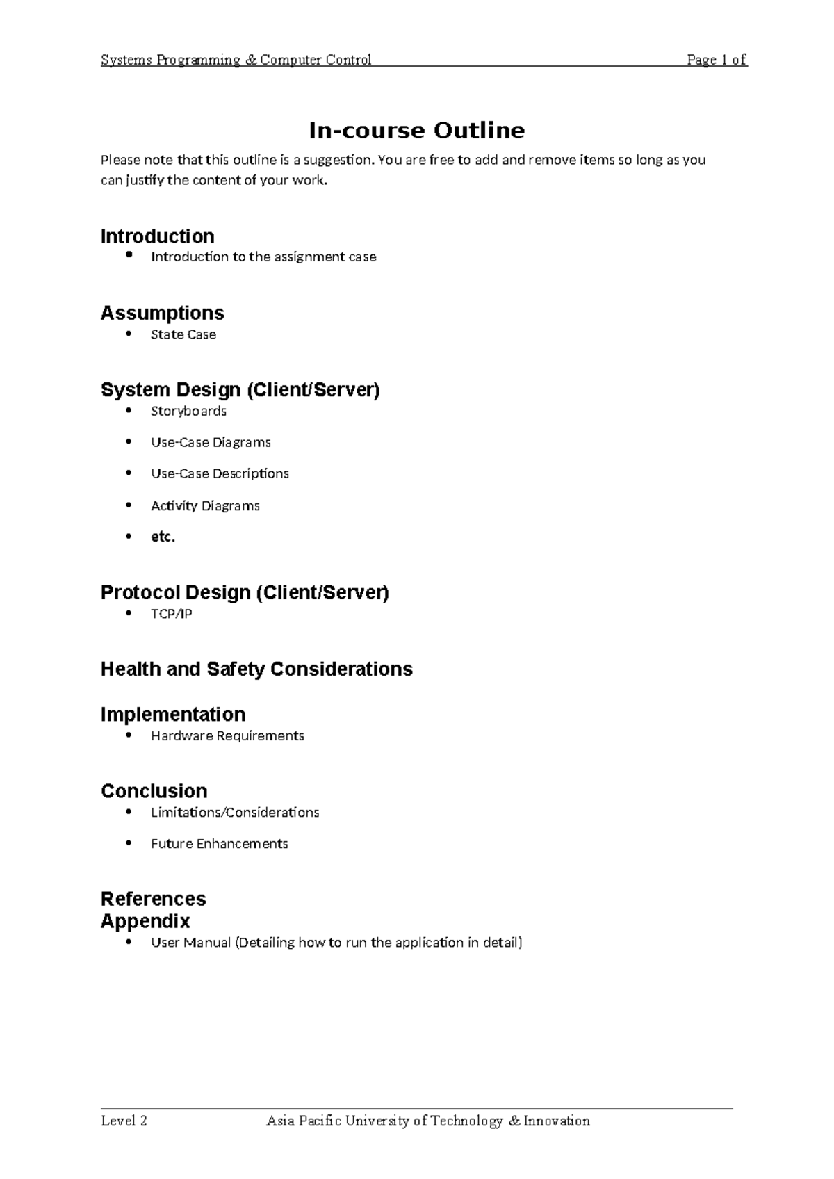 In-course Outline - Systems Programming & Computer Control Page 1 of In ...