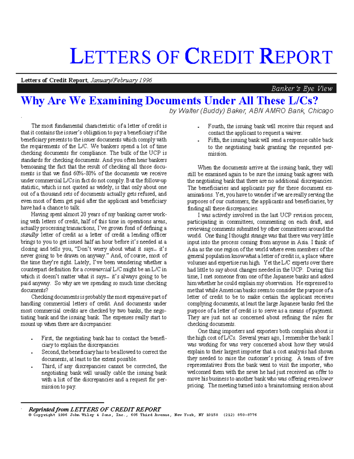 ETR 1996: Analysis of Letters of Credit Negotiation Practices - Studocu