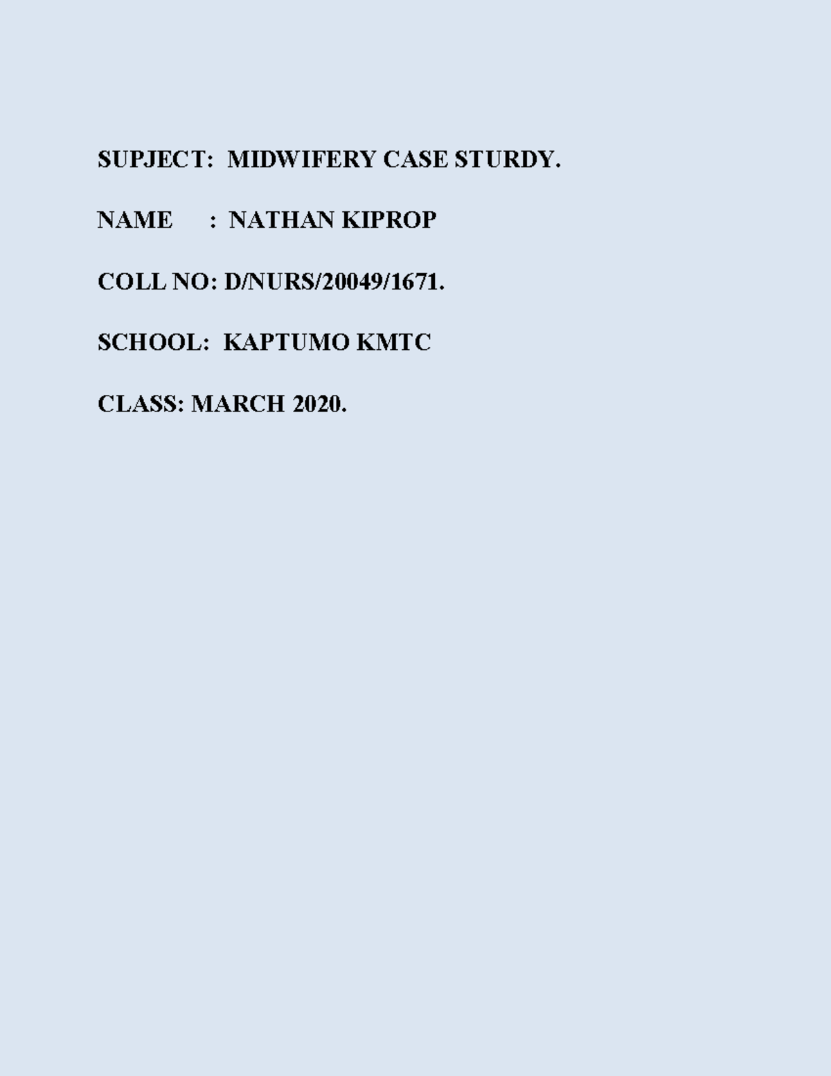 Midwifery Case Study-1: Comprehensive Antenatal Care Overview - Studocu