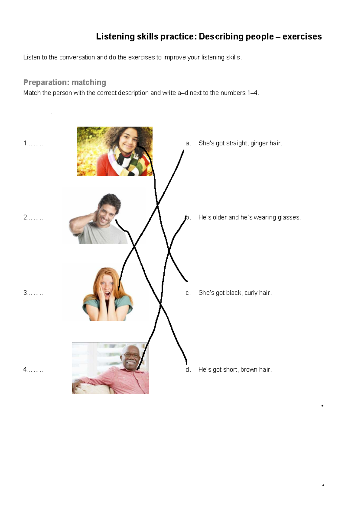 Listening Skills Practice: Describing People Exercises - Studocu