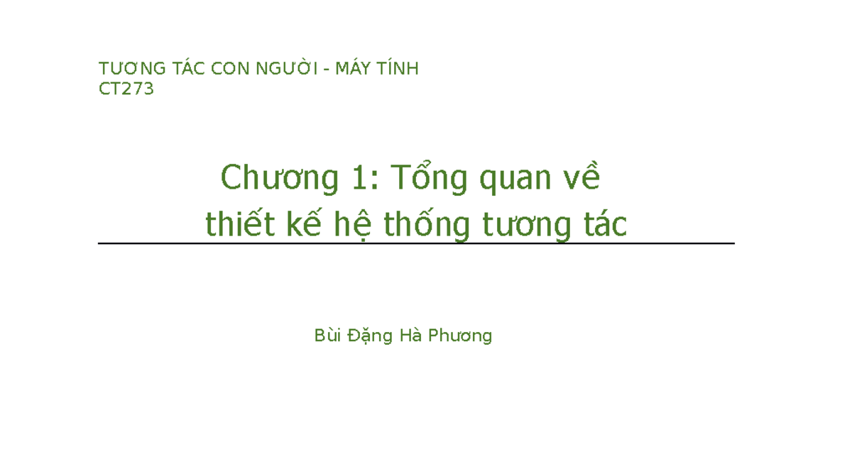 Chap1 Overview of interactive system design - TƯƠNG TÁC CON NGƯỜI - MÁY ...