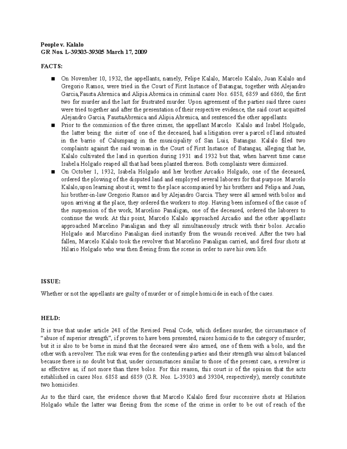 People of the Philippines v. Kalalo: GR Nos. L-39303-39305 Case Summary ...