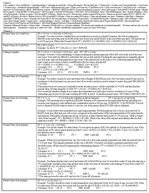 FIN401 Final Exam Cheat Sheet - Chapter 8 Investment Decision Rules Payback Period: Initial ...