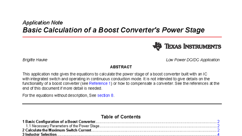 Boost Converter Design SLVA372D: Basic Power Stage Calculations - Studocu