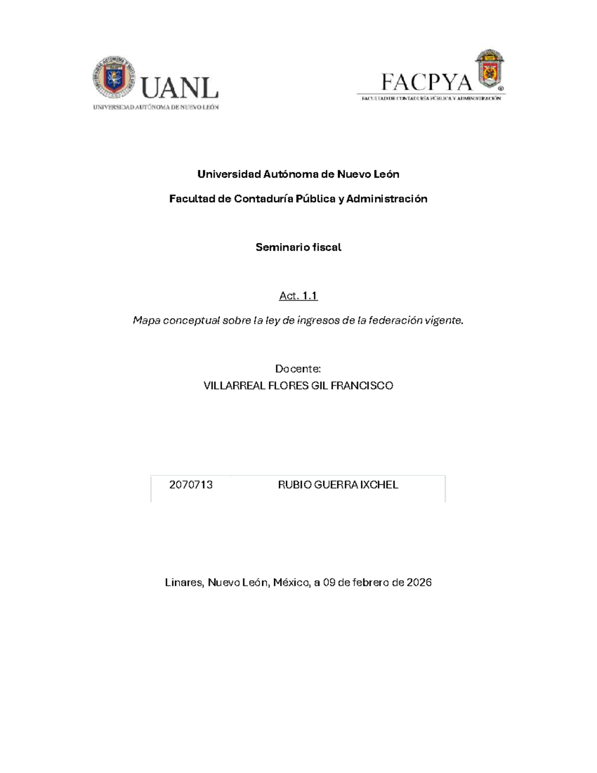 Seminario Fiscal 2070713: Mapa Conceptual Ley de Ingresos 2026 - Studocu