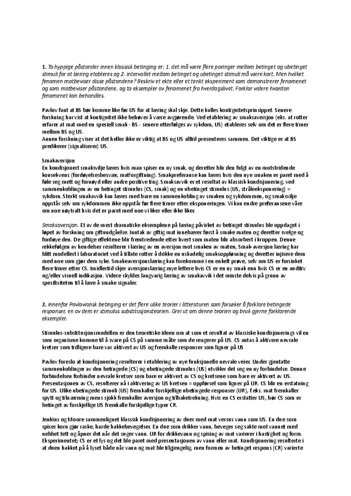 Klassisk og Skinneriansk kondisjonering: Teorier og eksperimenter ...