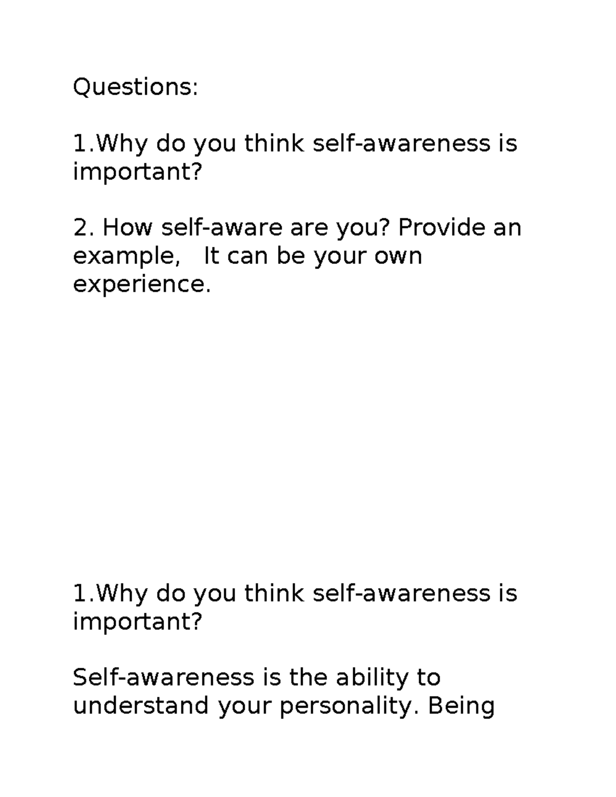 Self Awareness Questions: Understanding Yourself and Your Experiences ...