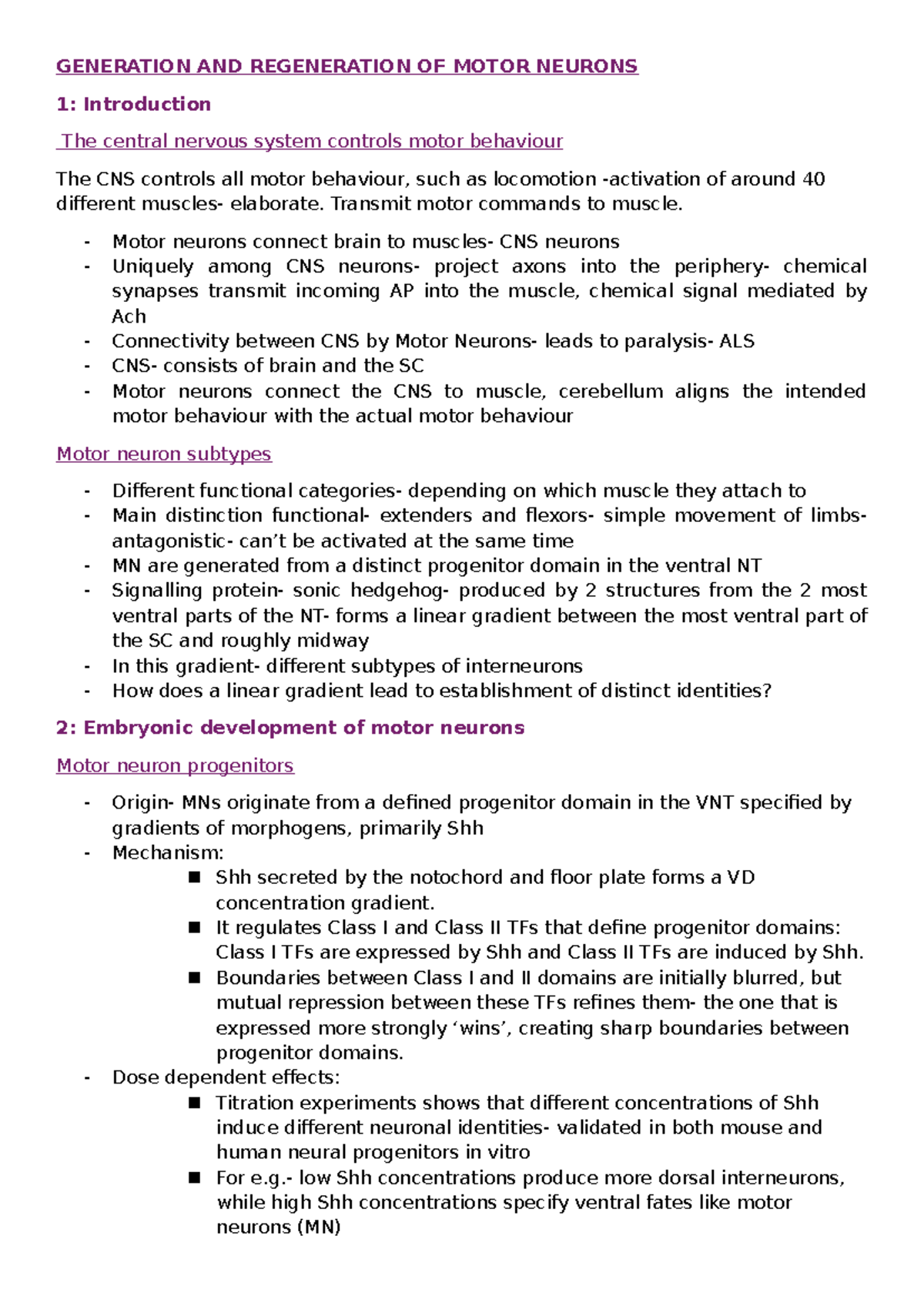L3 - Motor Neuron Generation & Regeneration: Key Concepts and ...