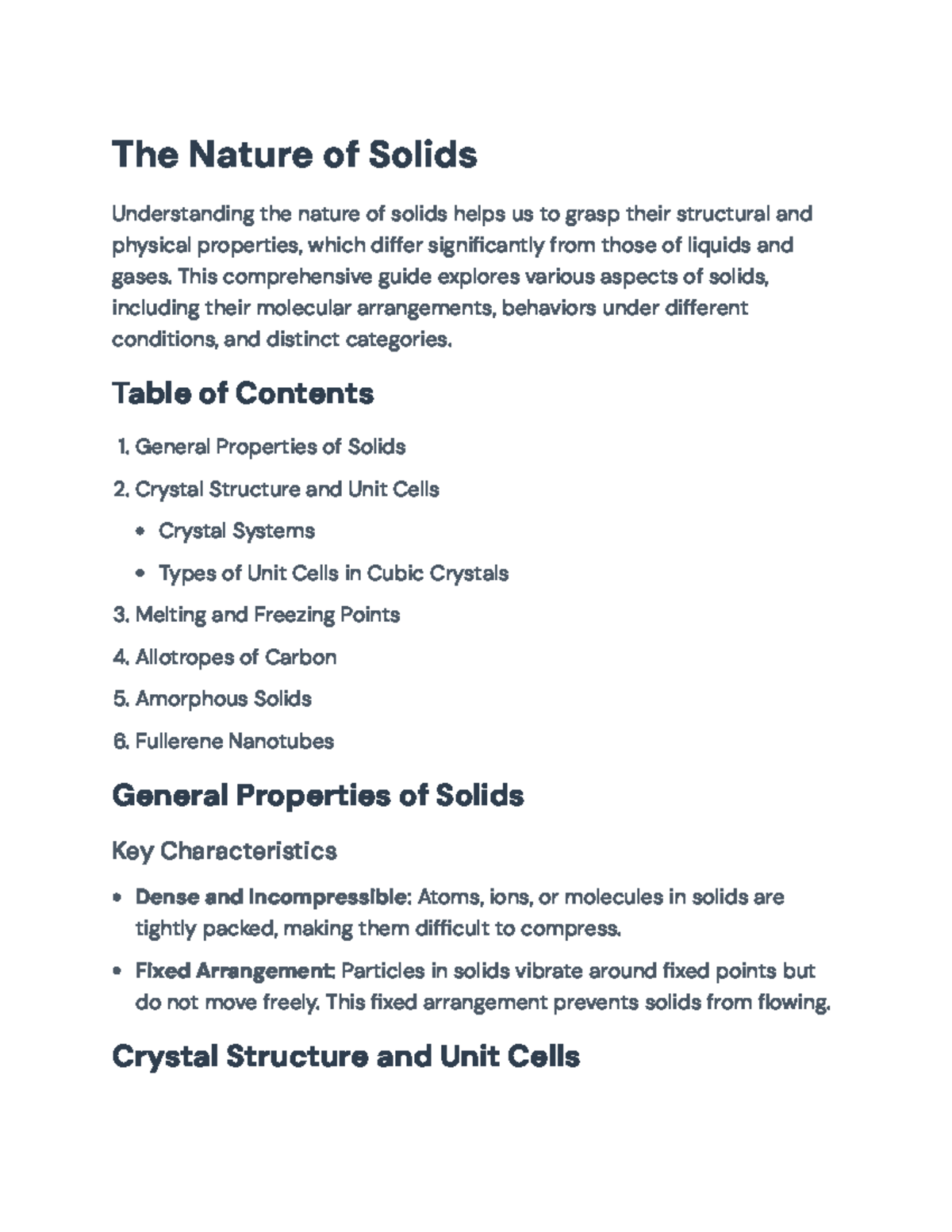 Chapter 13: The Nature of Solids - Properties and Structures - The Nature of Solids ...