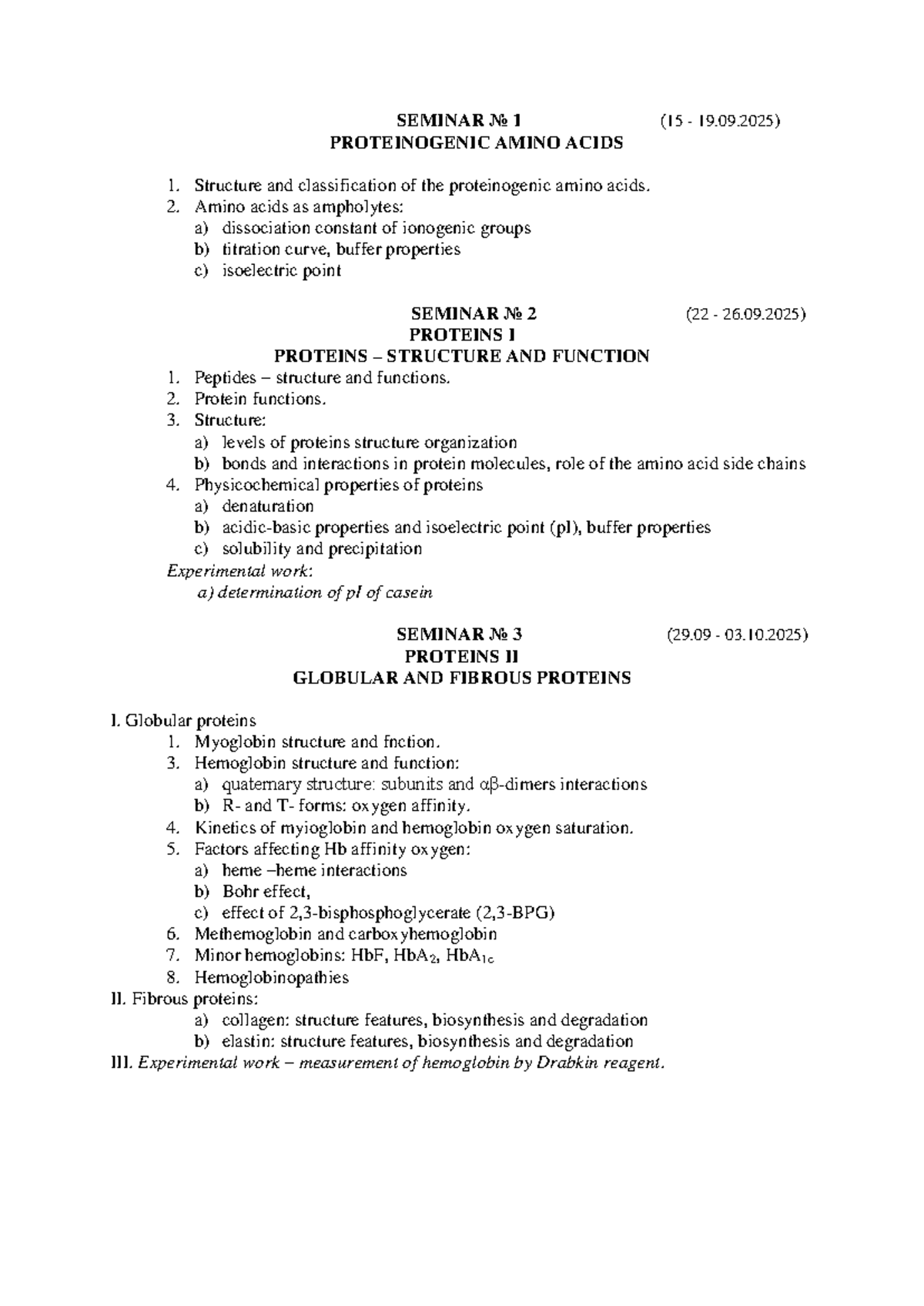 Theses of Biochemistry Seminars (Fall 2025-2026) - Studocu