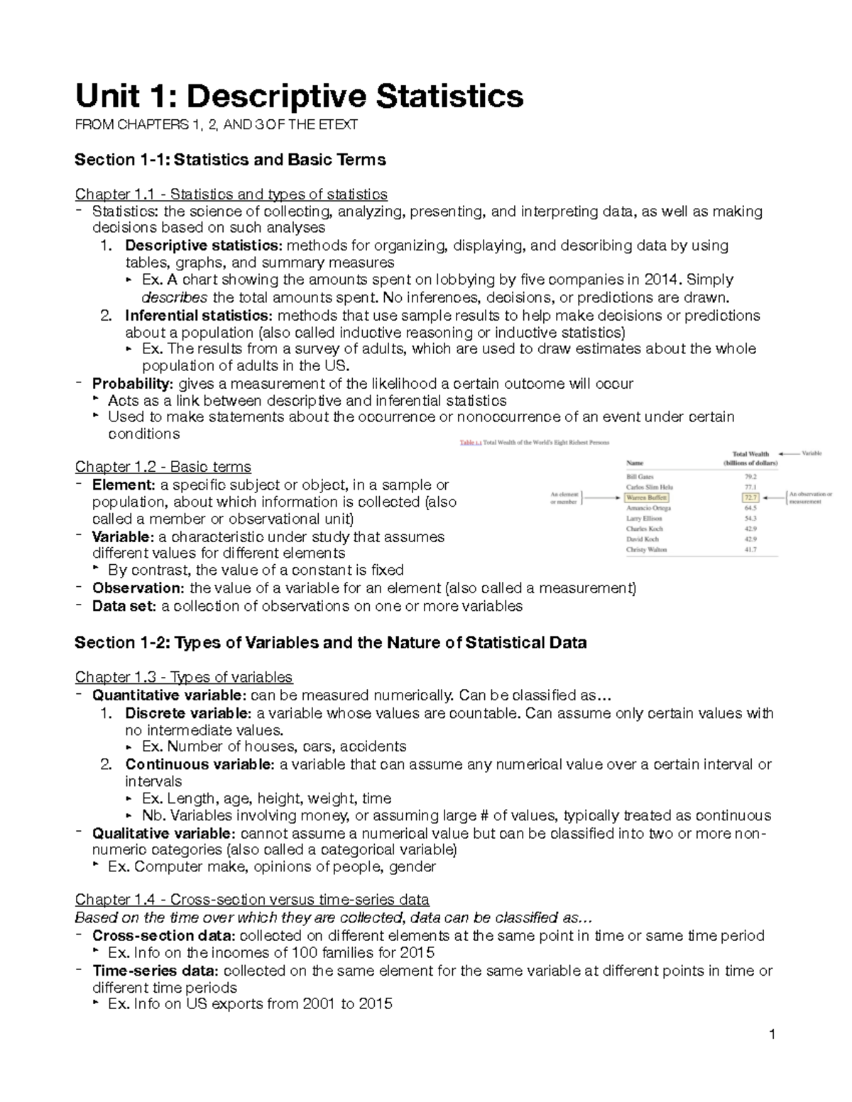 Unit 1 - Descriptive Statistics - Unit 1: Descriptive Statistics FROM ...