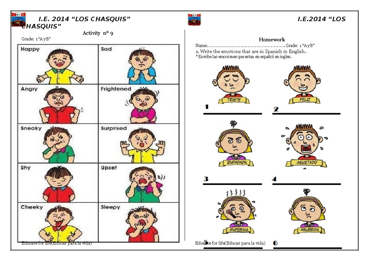 I.E. 2014 “LOS CHASQUIS” Activity nº 9 - Homework & Practice - Studocu