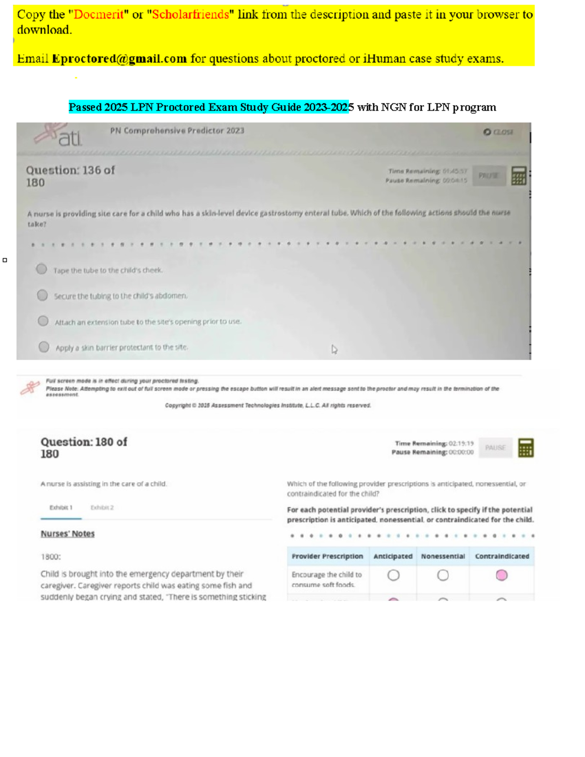Passed 2025 ATI PN Proctored Exam Study Guide with NGN for LPN Program ...