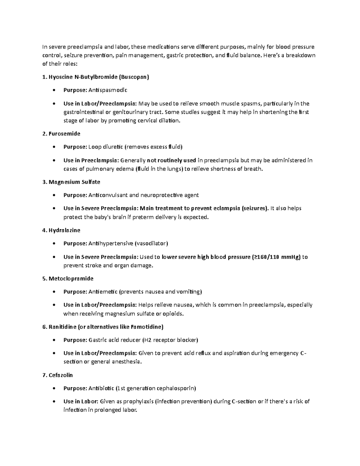 Keypoints drug study - key points - In severe preeclampsia and labor ...