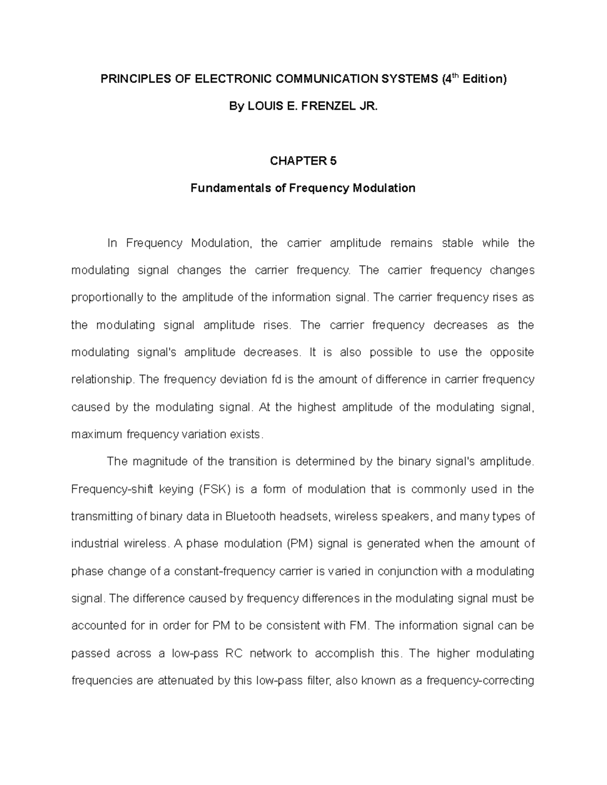 Chapter 5 Fundamentals of Frequency Modulation - PRINCIPLES OF ...