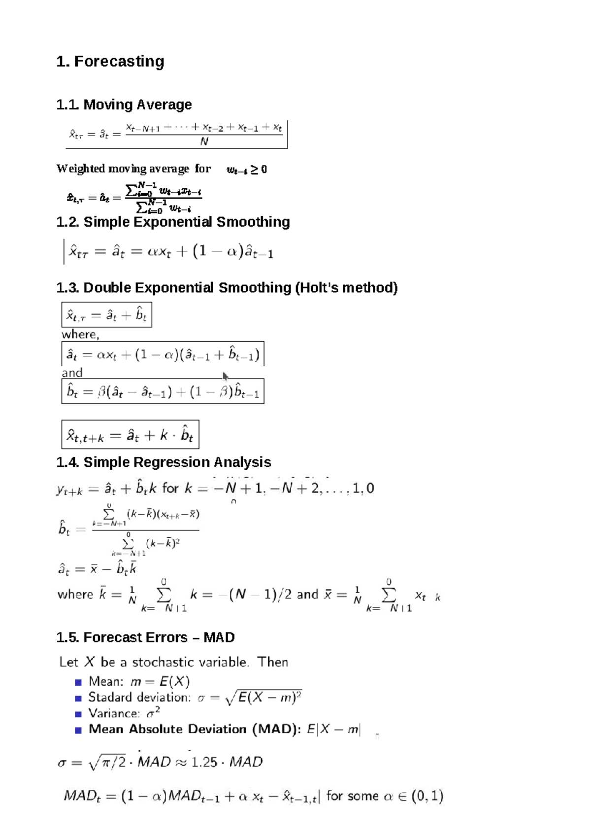 Forecasting and Inventory Control Techniques (Course Code: FORMEL) - Studocu