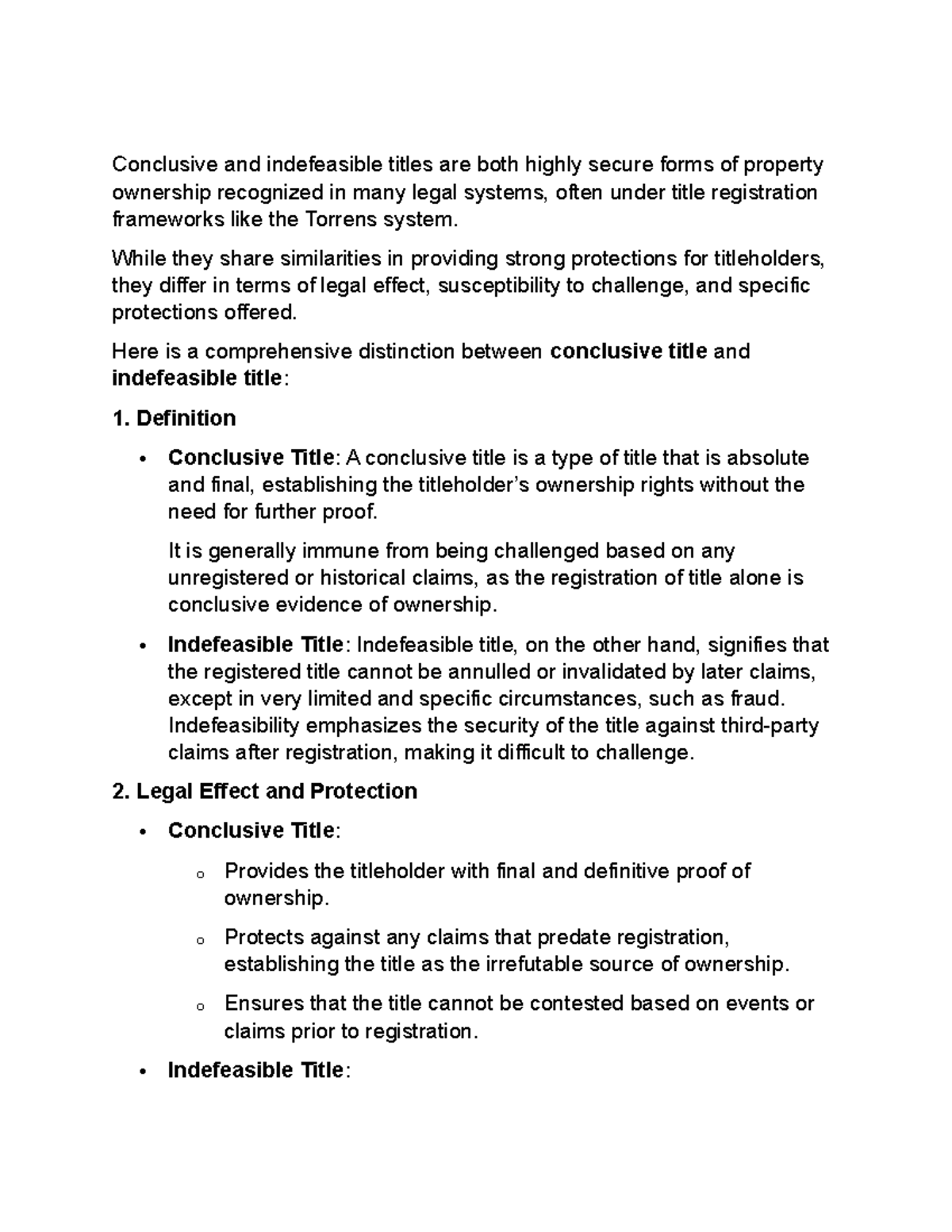 Conclusive vs. Indefeasible Titles: Key Legal Distinctions Explained ...