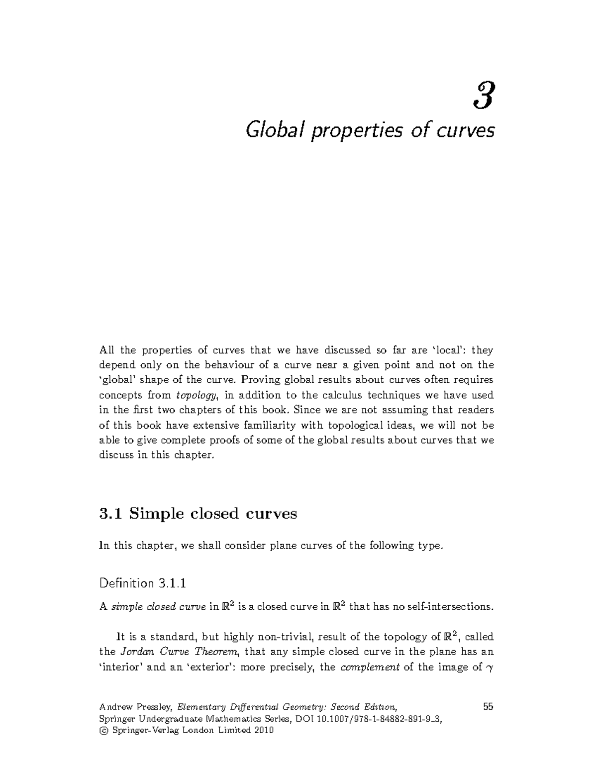 Chapter 3: Global Properties of Curves - MATH 2040 - Studocu