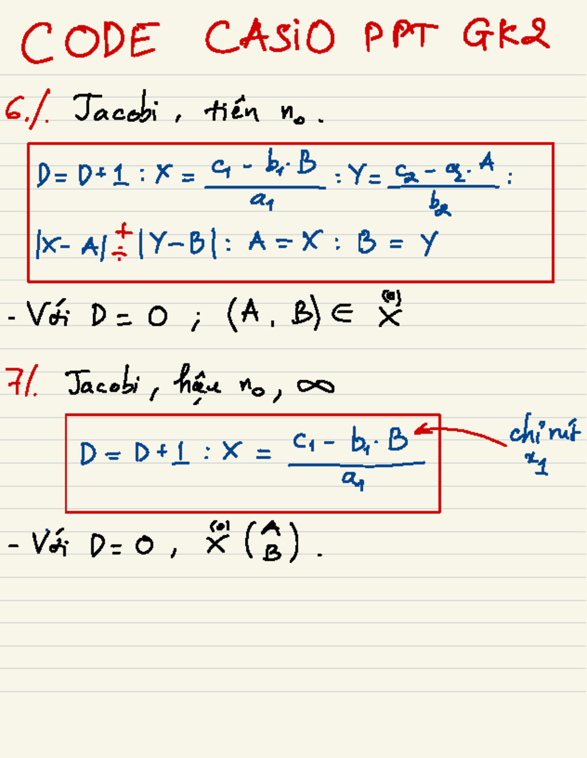 Jacobi & Gauss Methods: PPT K2 CASIO CODE Insights & Tips - Studocu