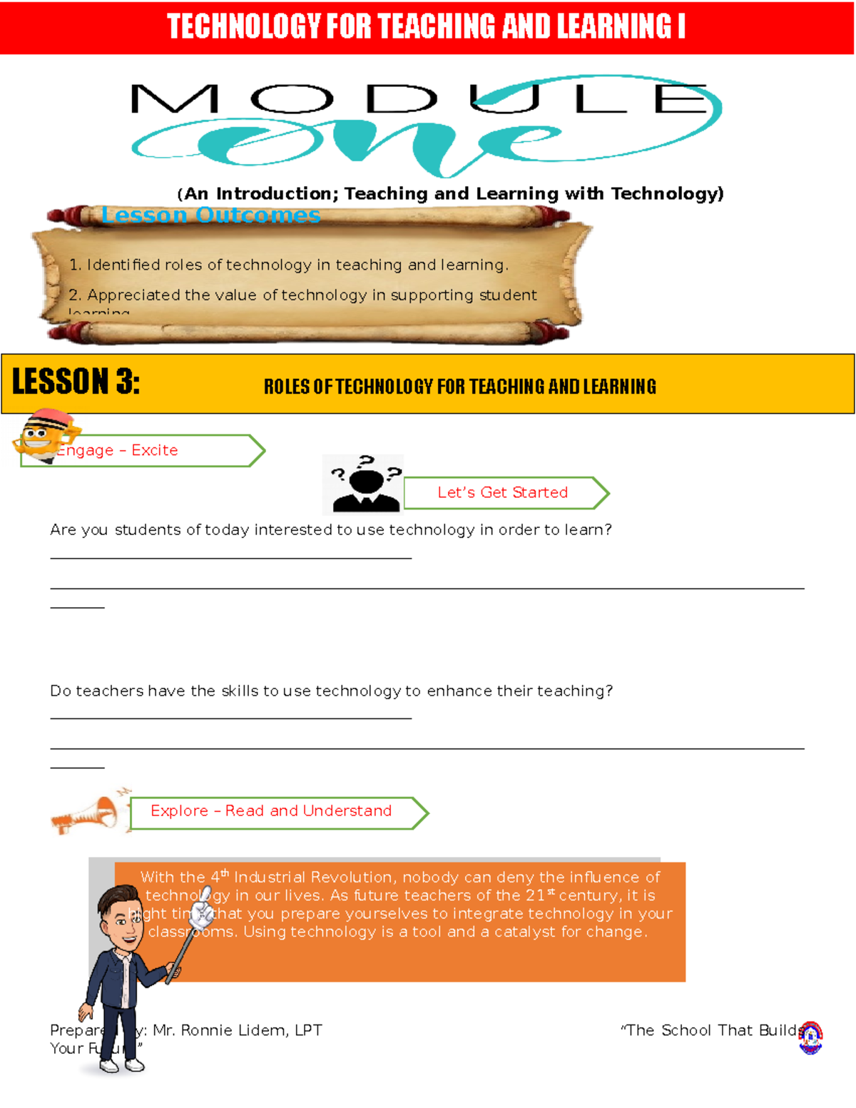 Chapter I Module Lesson 3 - (An Introduction; Teaching and Learning ...
