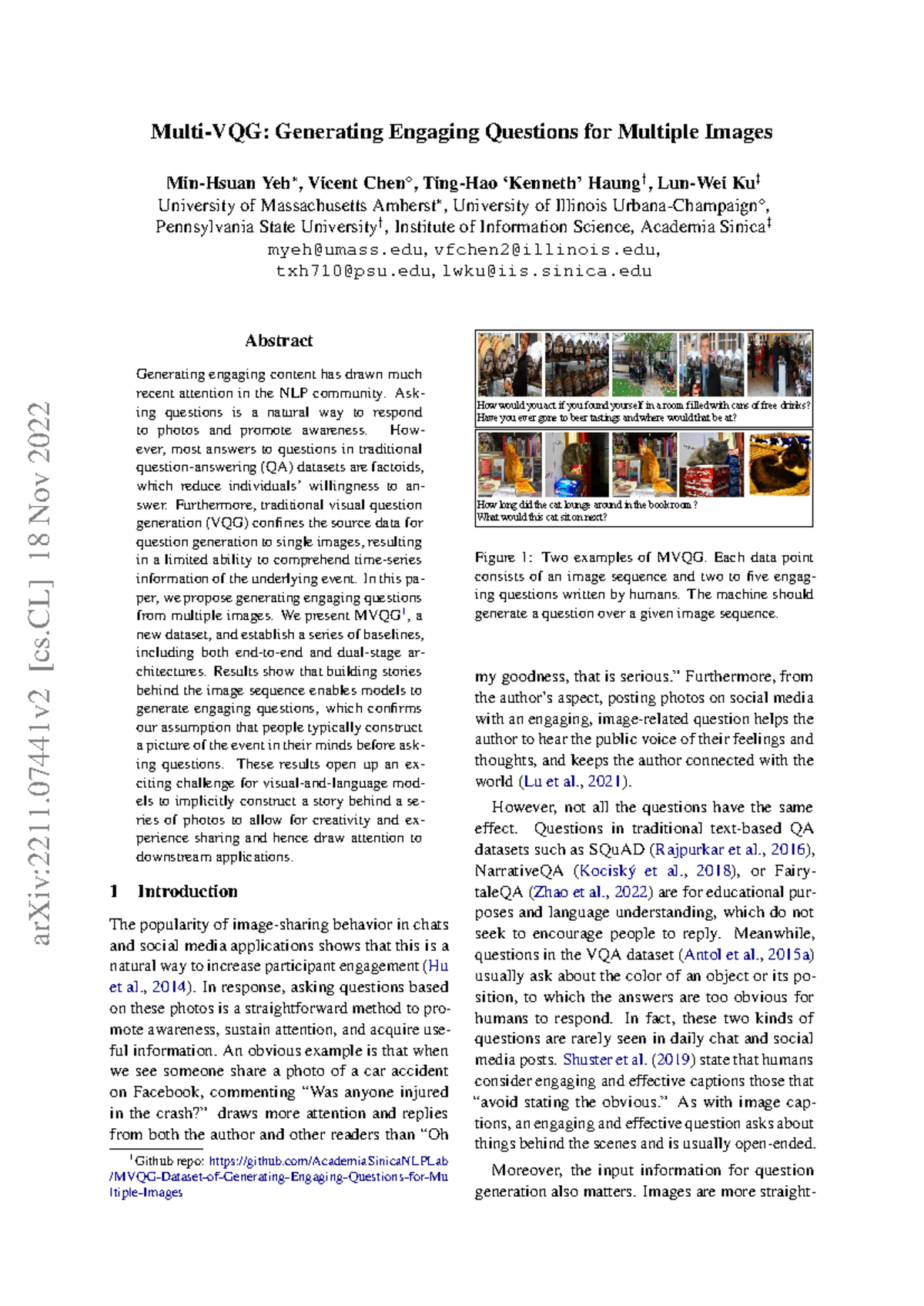 Generating Engaging Questions from Multiple Images: MVQG Dataset (NLP 2 ...