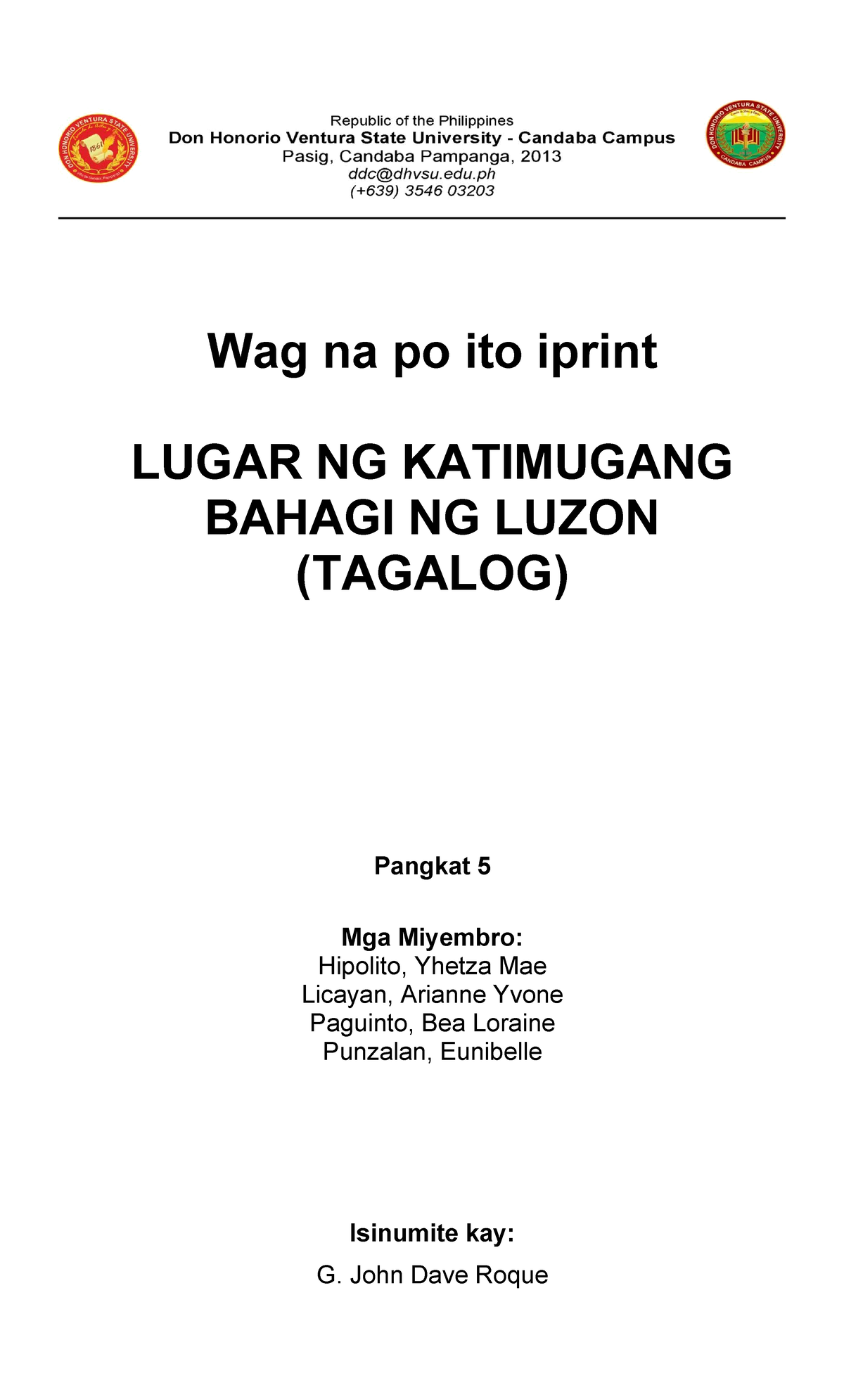 Group 5 Written Report - ... - Wag na po ito iprint LUGAR NG KATIMUGANG ...